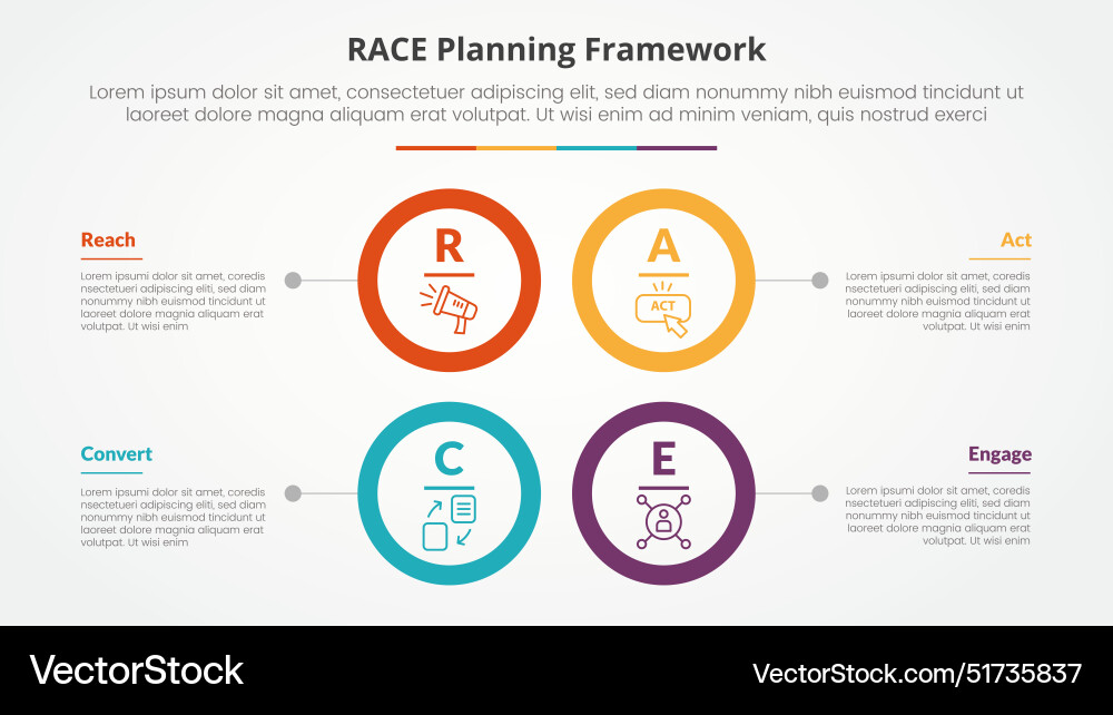 Race framework infographic concept for slide Vector Image