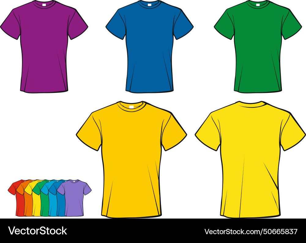 T-shirt with different colors on a white Vector Image