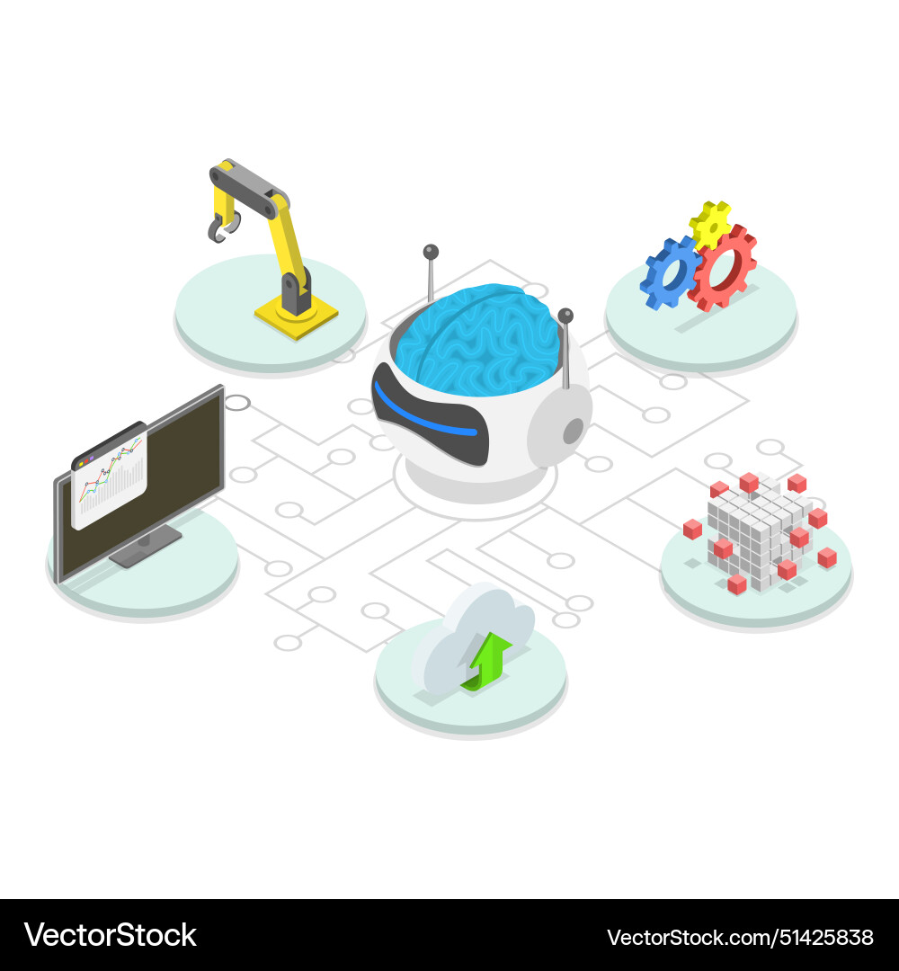 3d isometric flat of rpa vs manual Royalty Free Vector Image 3d isometric flat of rpa vs manual Royalty Free Vector Image
