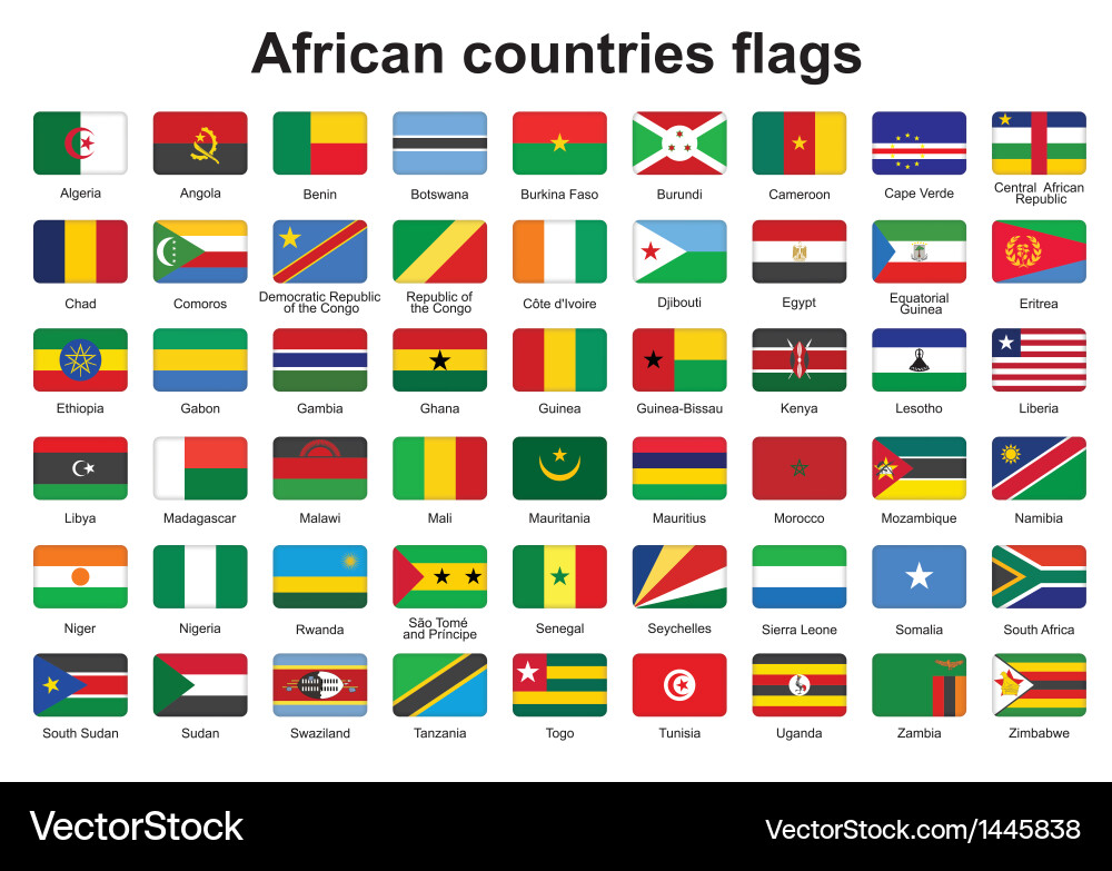 African Flag Buttons Collection Royalty Free Vector Image