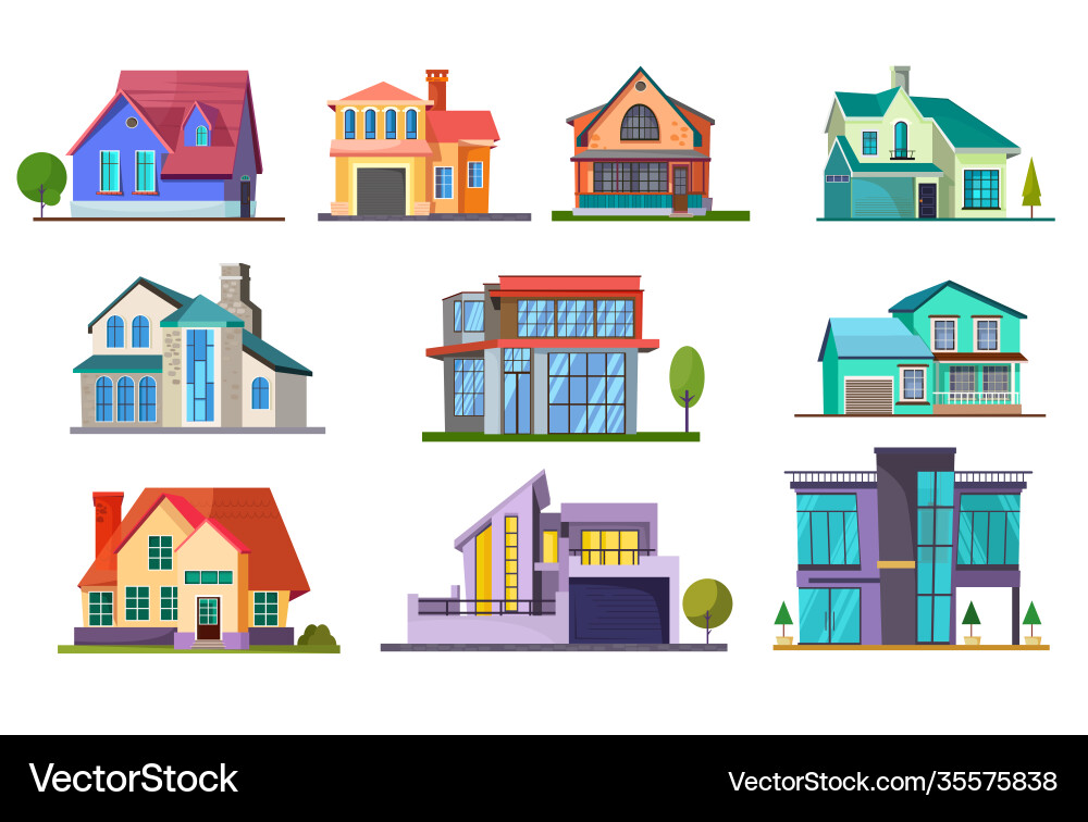 Apartment house set Royalty Free Vector Image - VectorStock