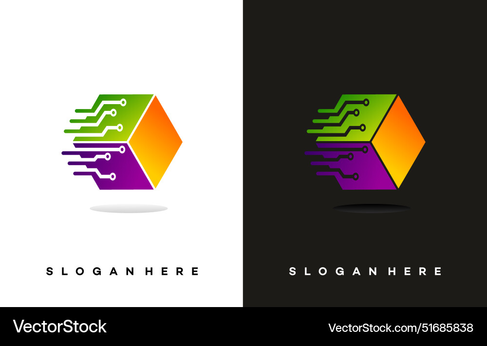 Box technology logo symbol design Royalty Free Vector Image