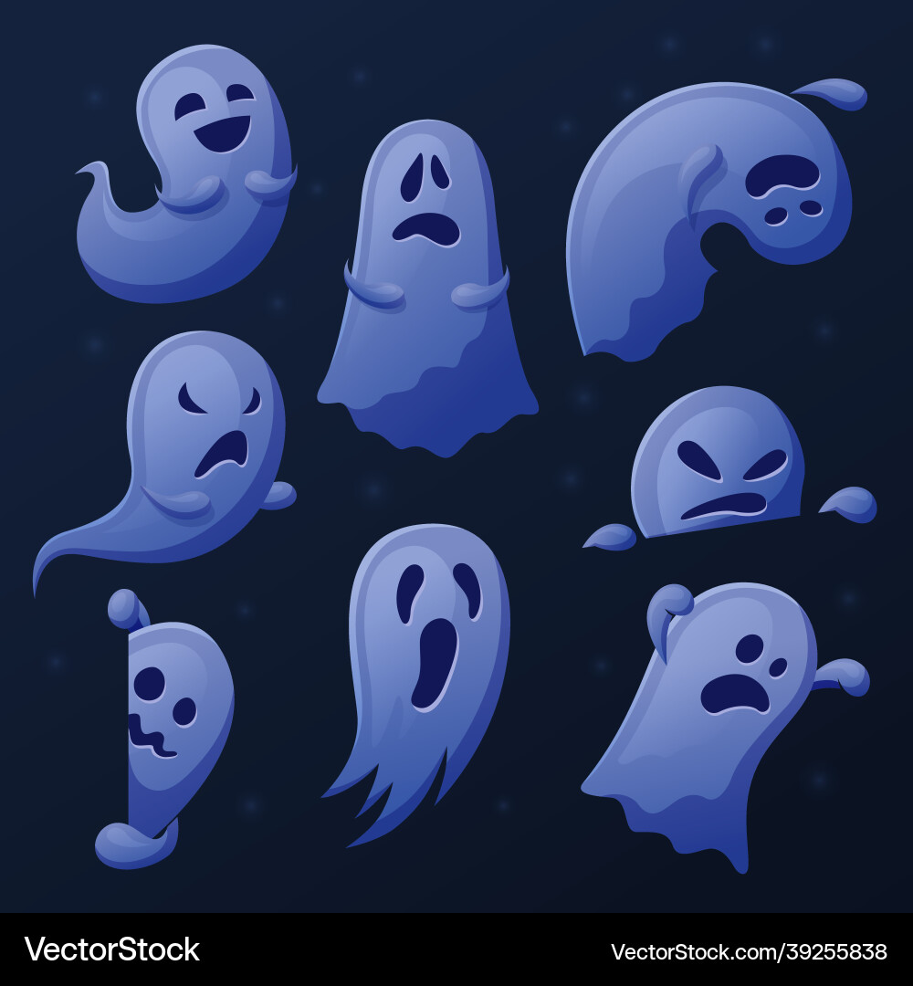 Cartoon cute ghost funny ghosts collection Vector Image