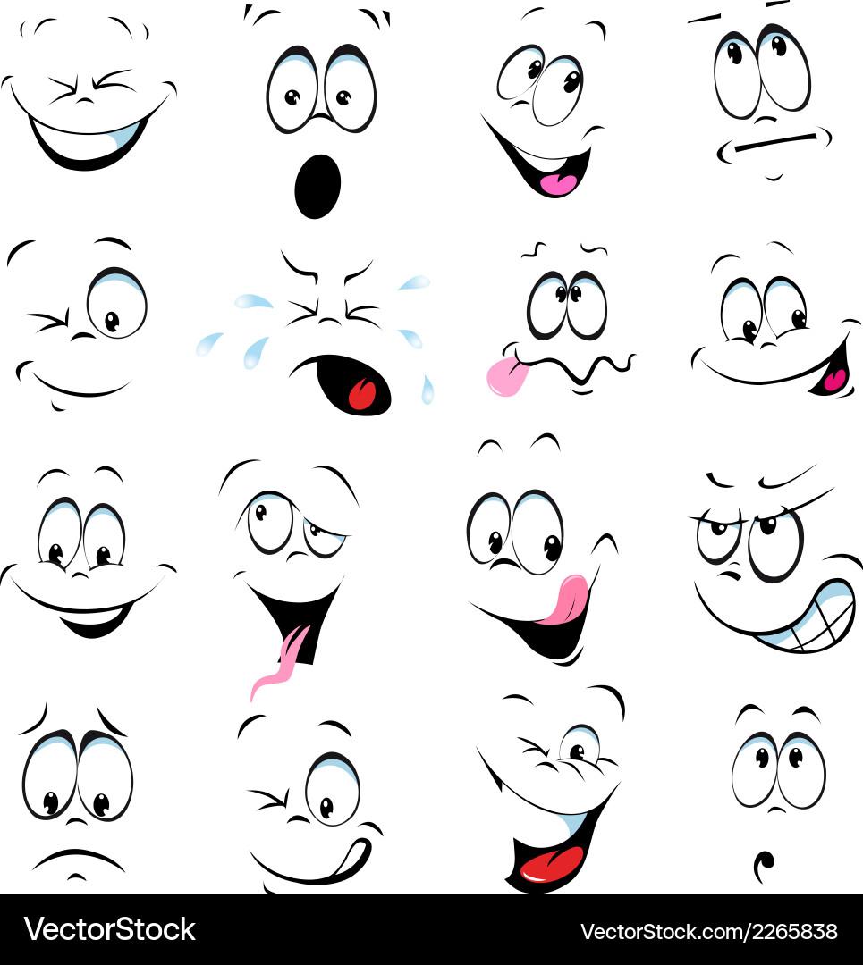 Cartoon faces on a white background Royalty Free Vector