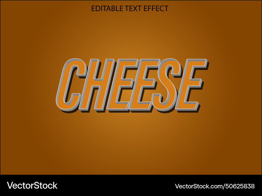 Cheese editable text effect 3 dimension emboss Vector Image