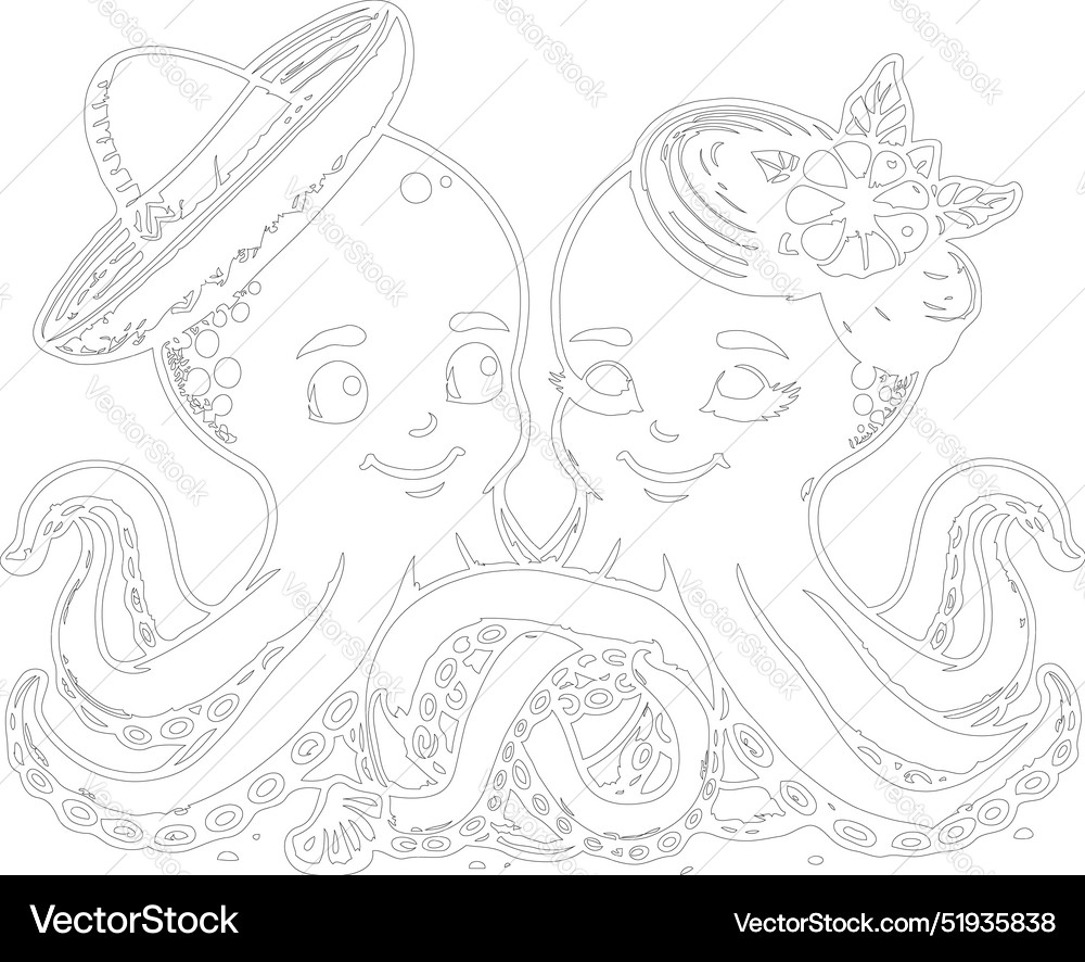 Cute octopus love stock Royalty Free Vector Image