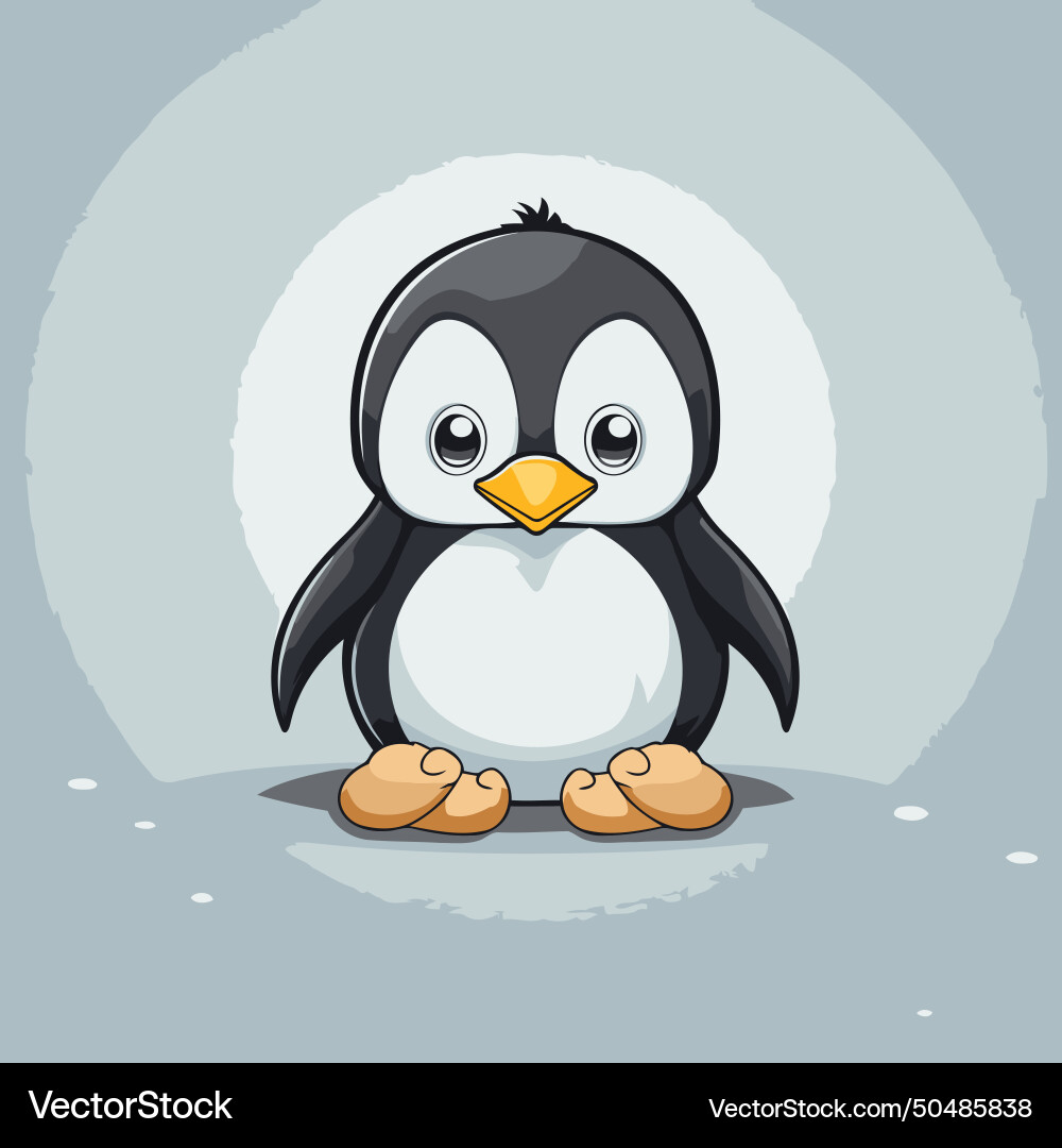 Cute penguin sitting on the ground cartoon Vector Image