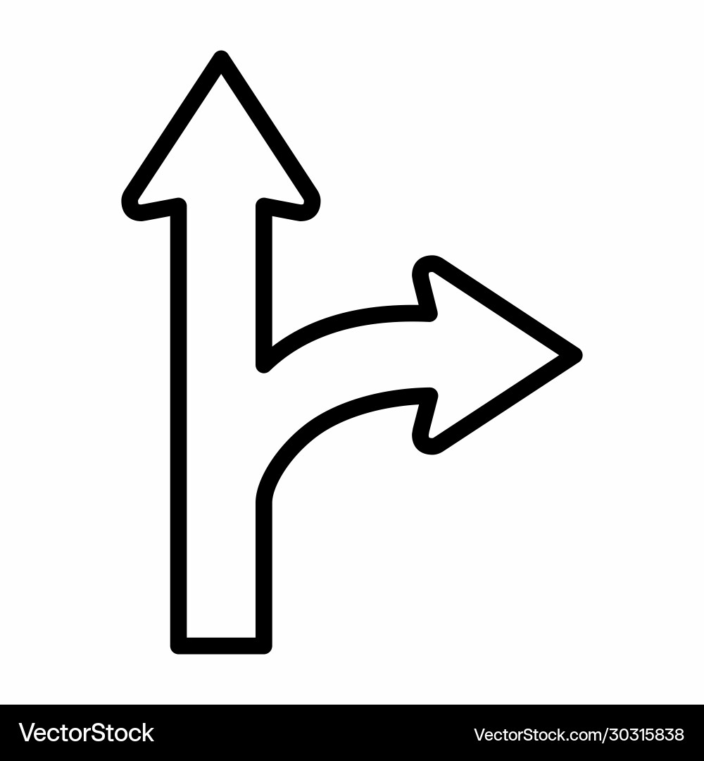 Go straight - turn right icon Royalty Free Vector Image