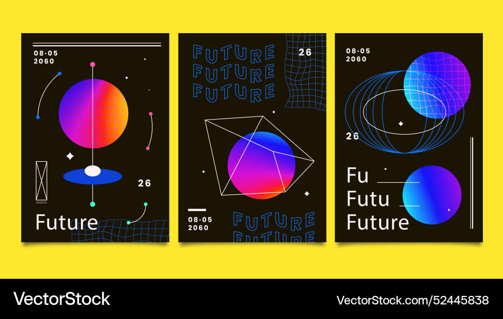Gradient futuristic cover collection Royalty Free Vector