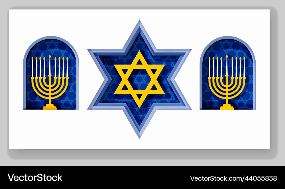 Hanukkah Menorah Paper Cut Royalty Free Vector Image