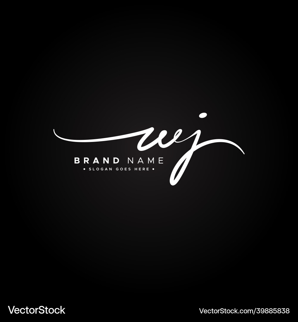 Initial letter wj logo - hand drawn signature Vector Image