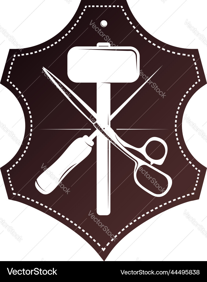 Leather goods symbol with tool Royalty Free Vector Image