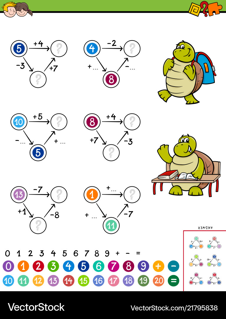 Maths calculation educational game for children Vector Image