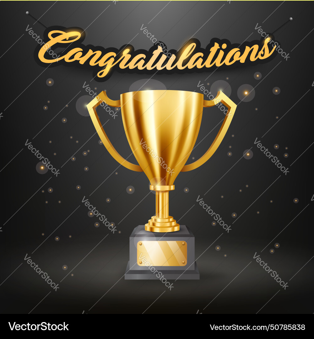 Realistic golden trophy with text space Royalty Free Vector