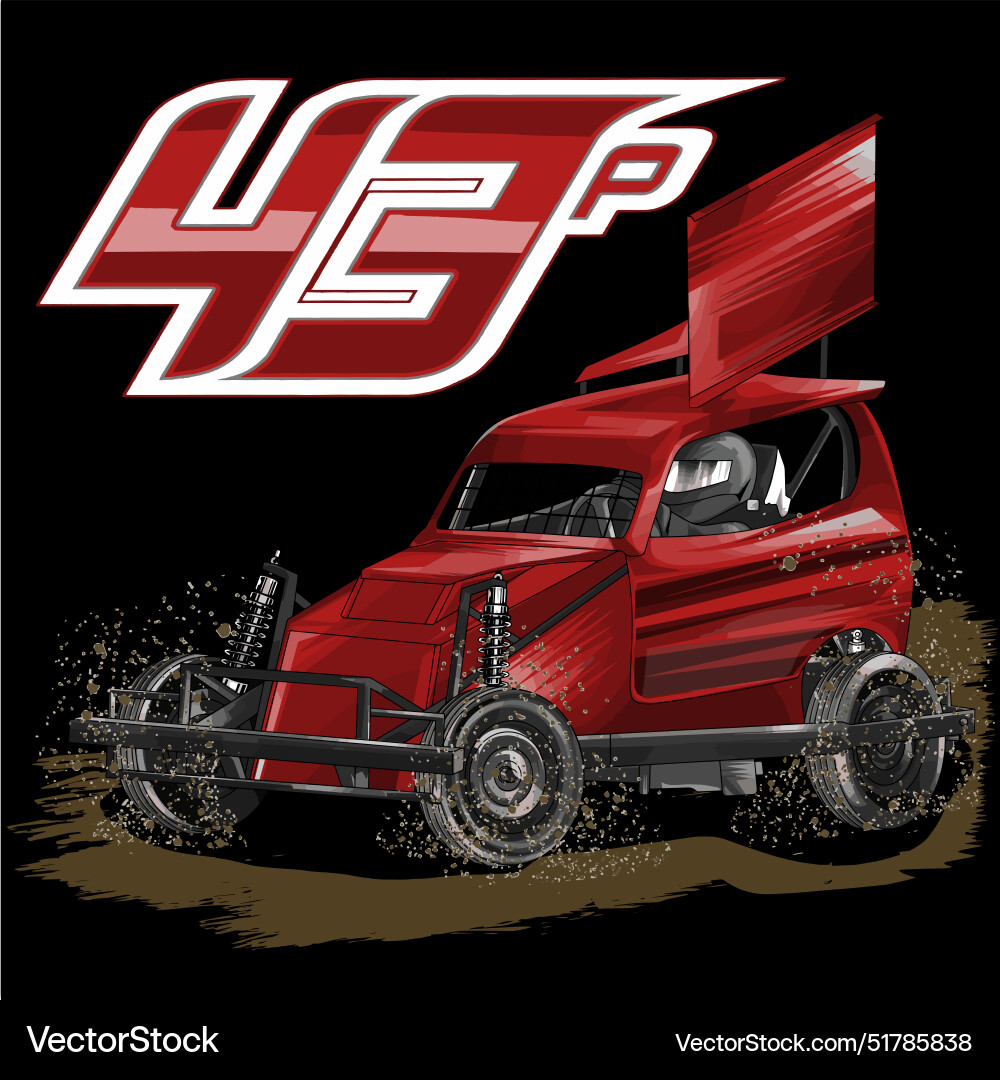 Red drag racing car with black strip Royalty Free Vector