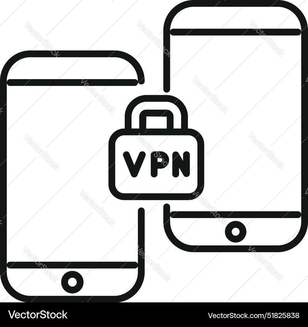 Vpn protected smartphones connecting through Vector Image