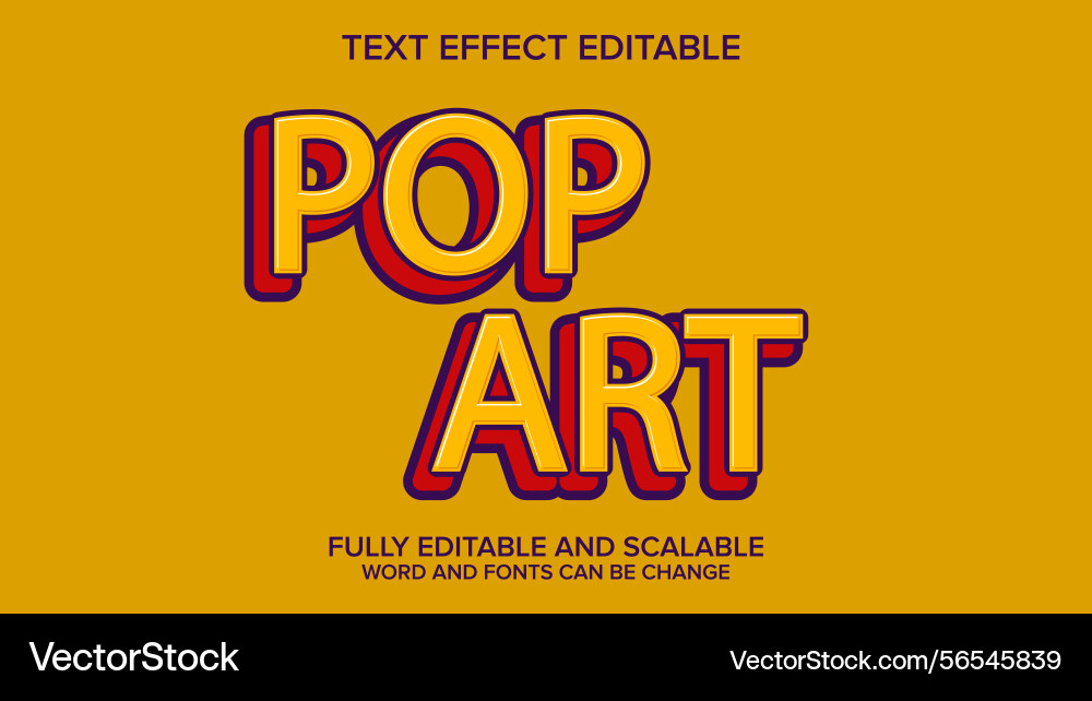 3d text effect pop art editable Royalty Free Vector Image