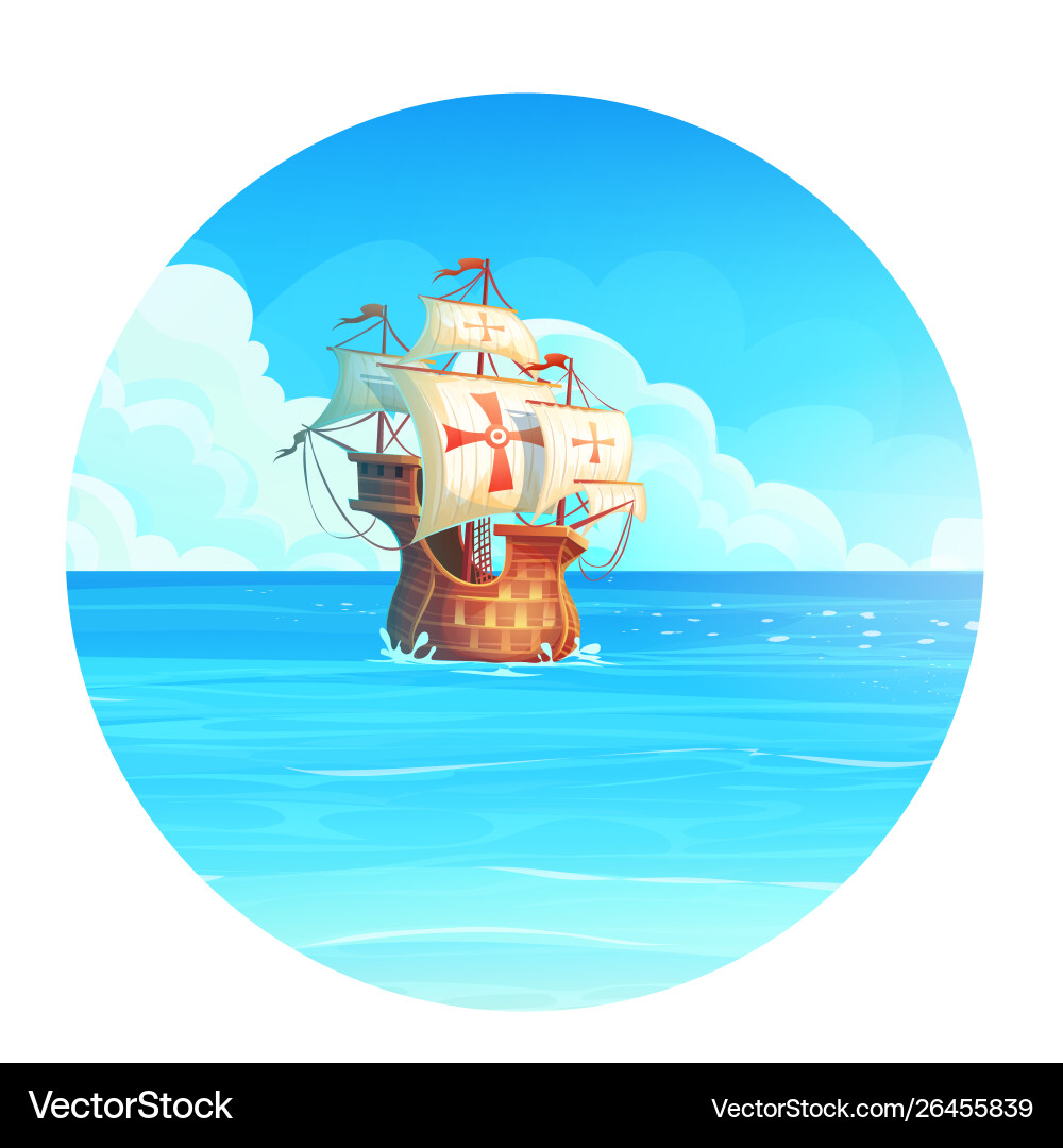 Cartoon background ship Royalty Free Vector Image