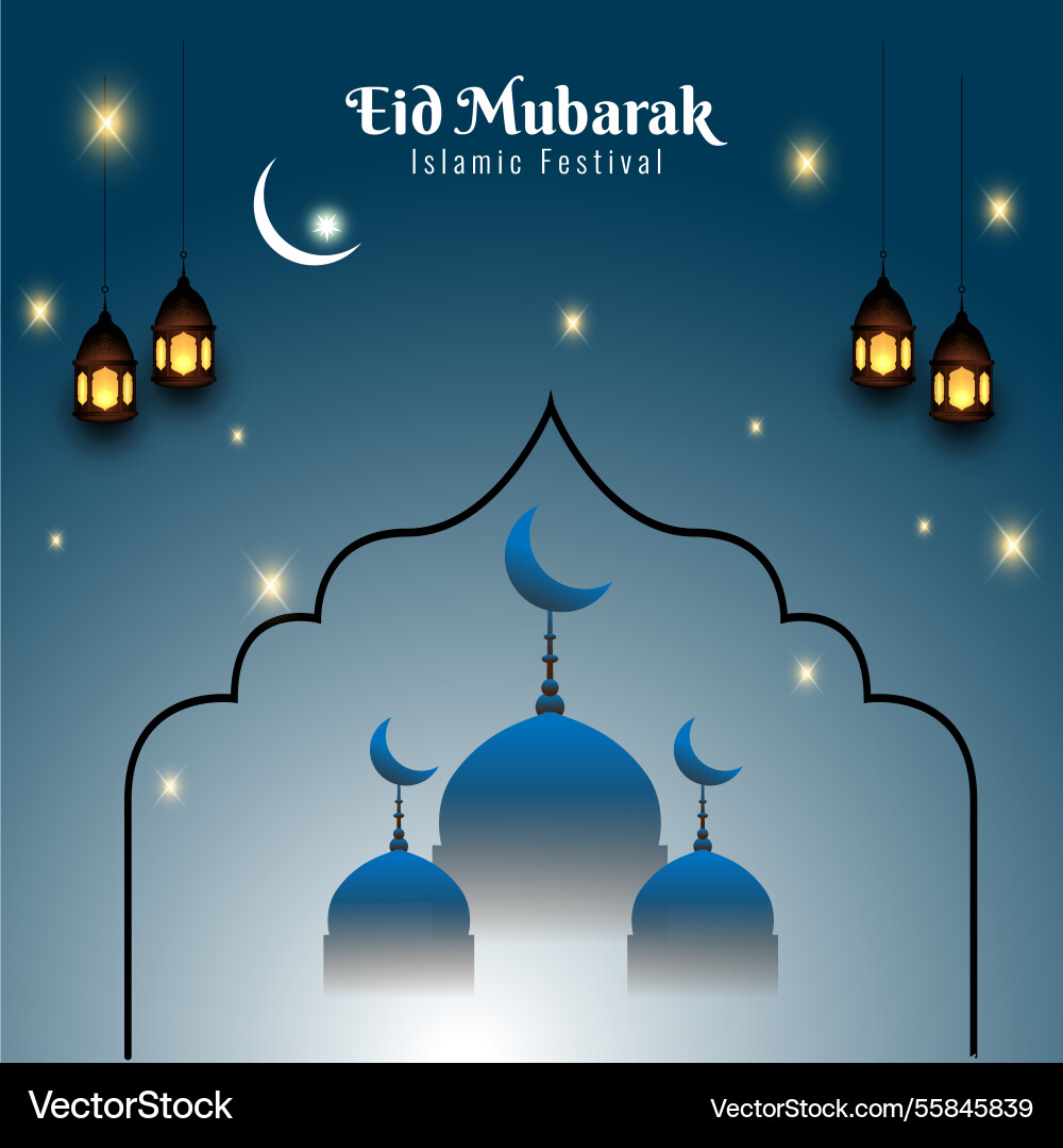 Eid mubarak islamic festival celebration Vector Image
