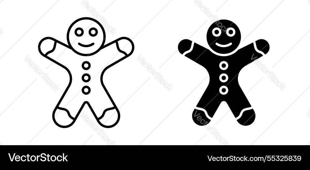 Gingerbread man icons pack in black flat Vector Image