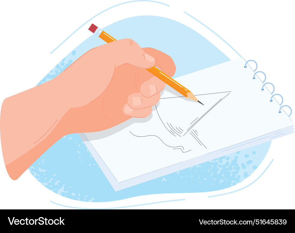 Hand drawing geometric shape pencil notepad Vector Image