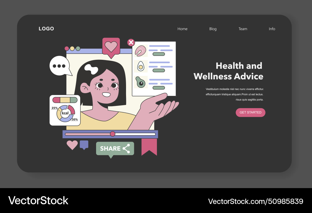 Health and wellness advice theme flat Royalty Free Vector