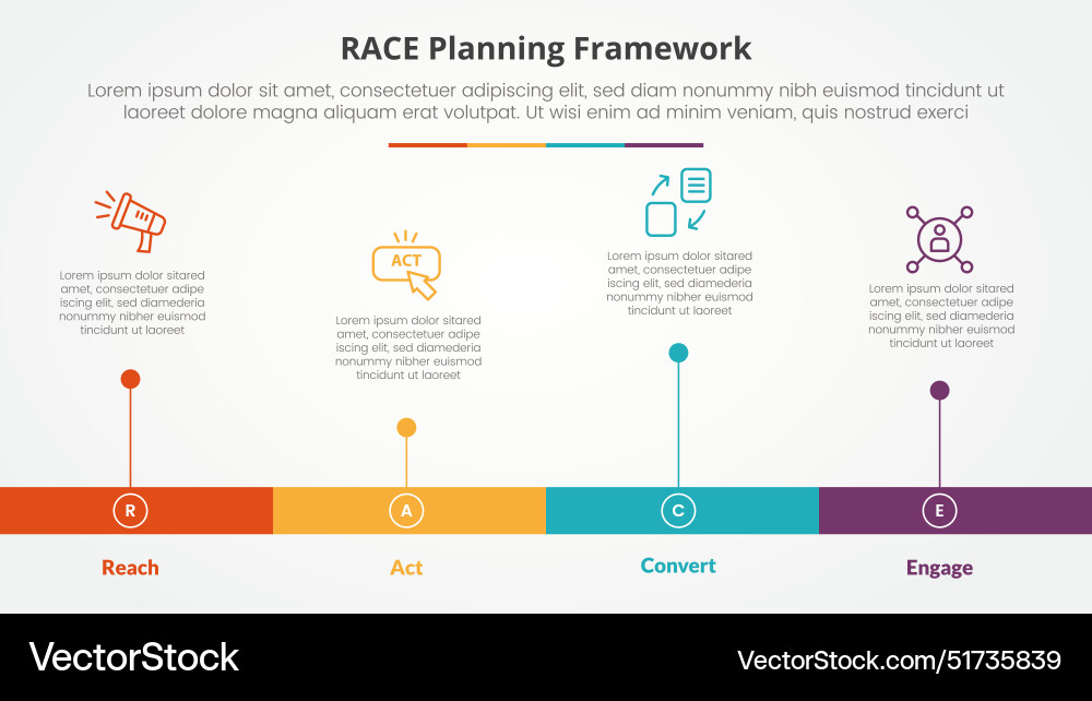 Race framework infographic concept for slide Vector Image