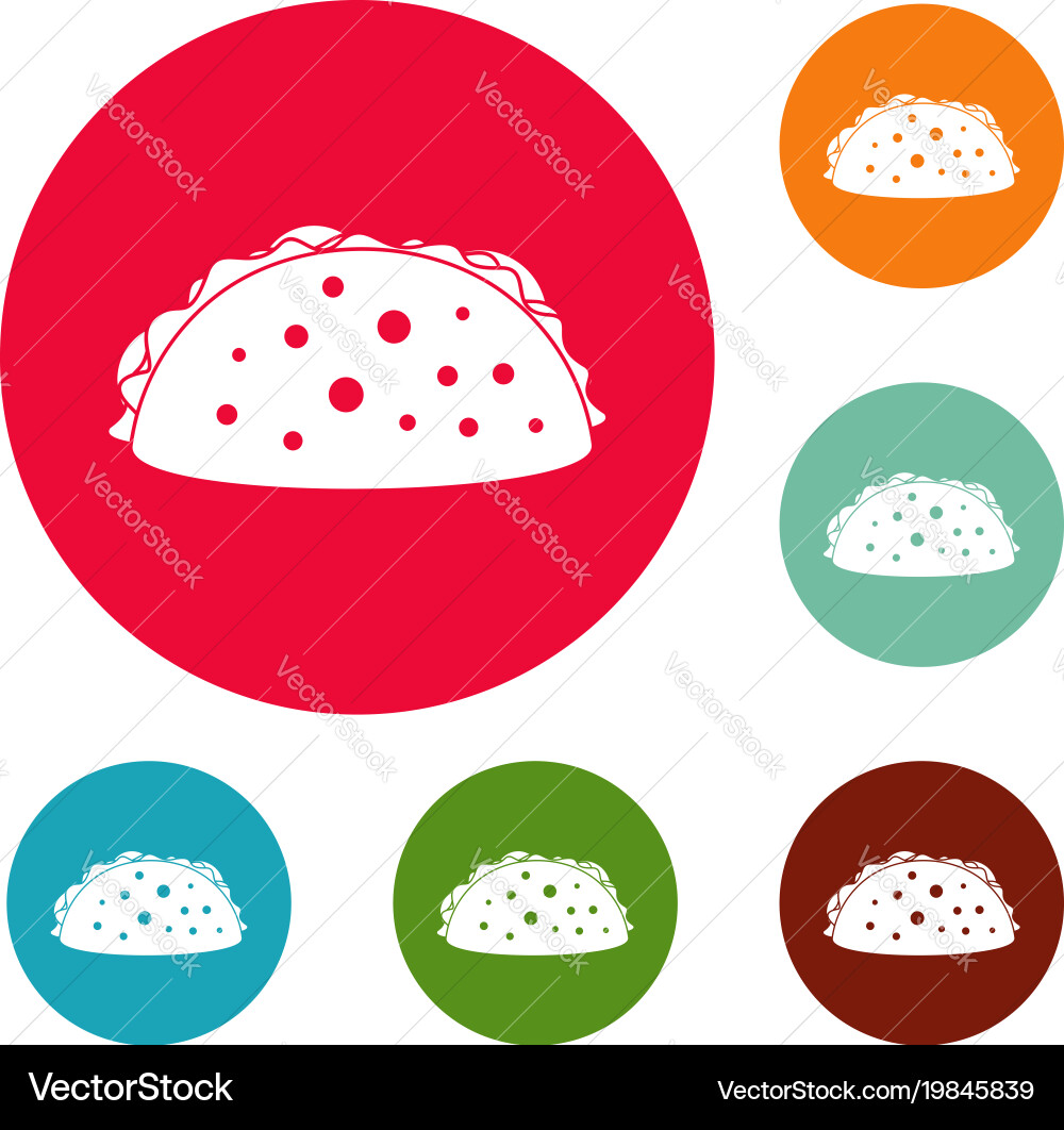 Tacos icons circle set Royalty Free Vector Image