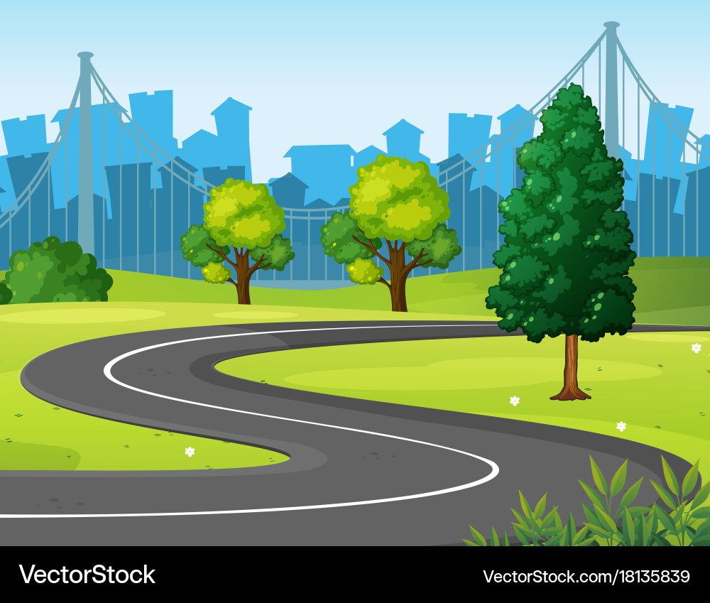 Wavy road in the park Royalty Free Vector Image