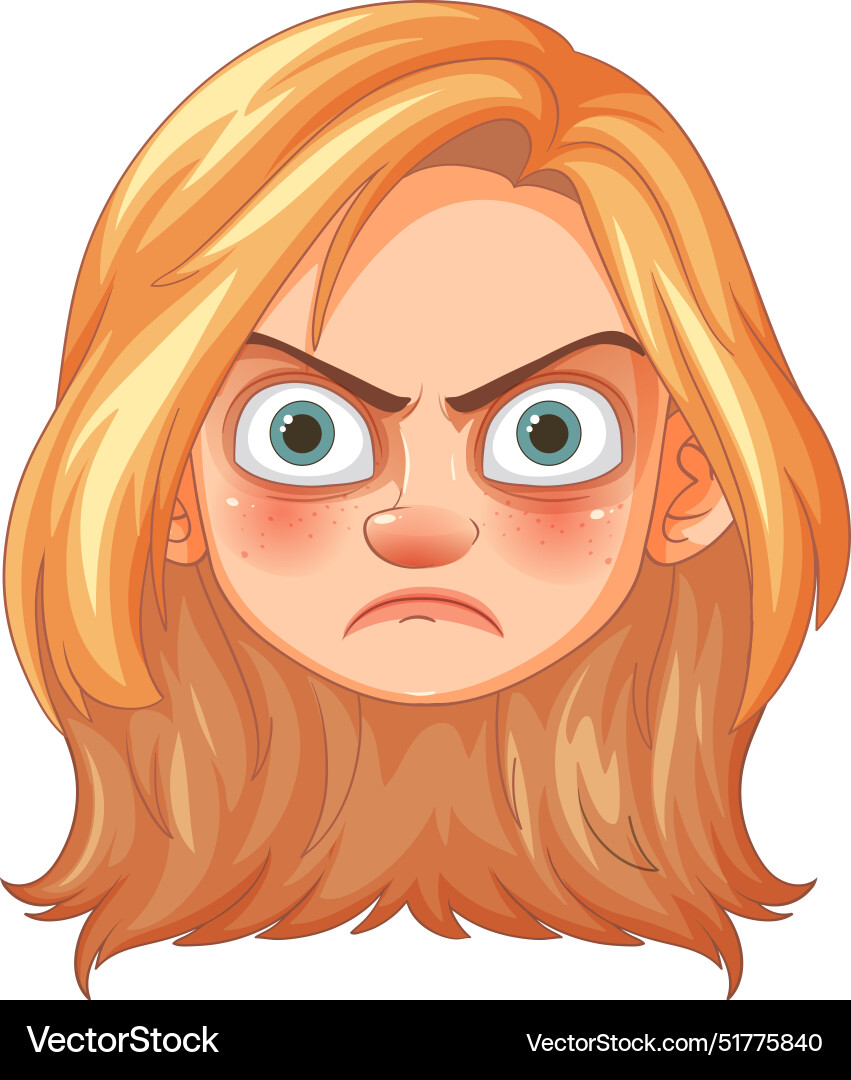 A girl with an angry expression Royalty Free Vector Image