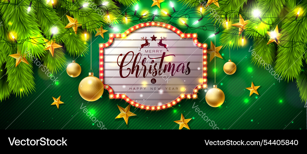 Christmas Holiday Banner with Lights Royalty Free Vector