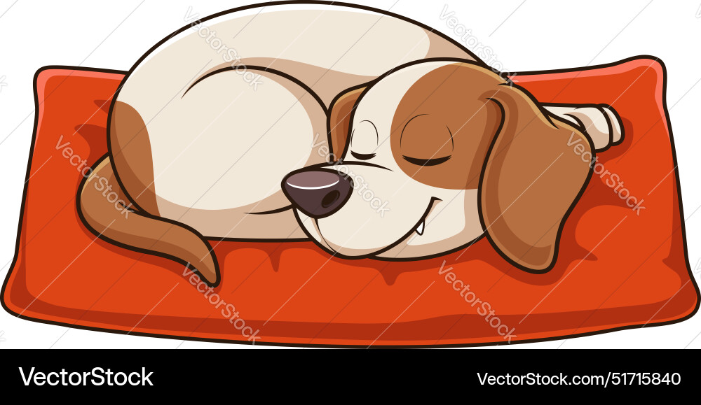 Cute little dog sleeping cartoon Royalty Free Vector Image