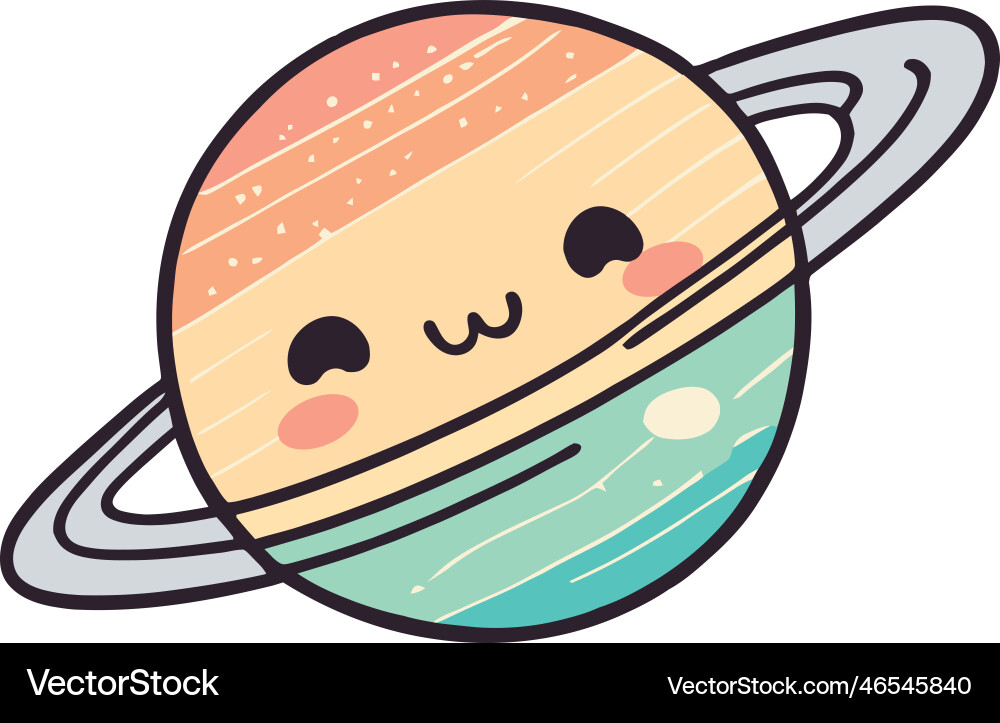Cute saturn planet with rings Royalty Free Vector Image