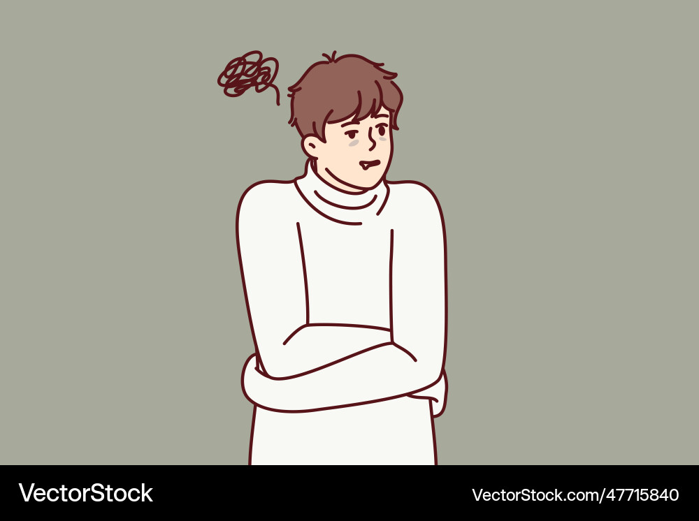 Man standing in straitjacket suffers from mental Vector Image