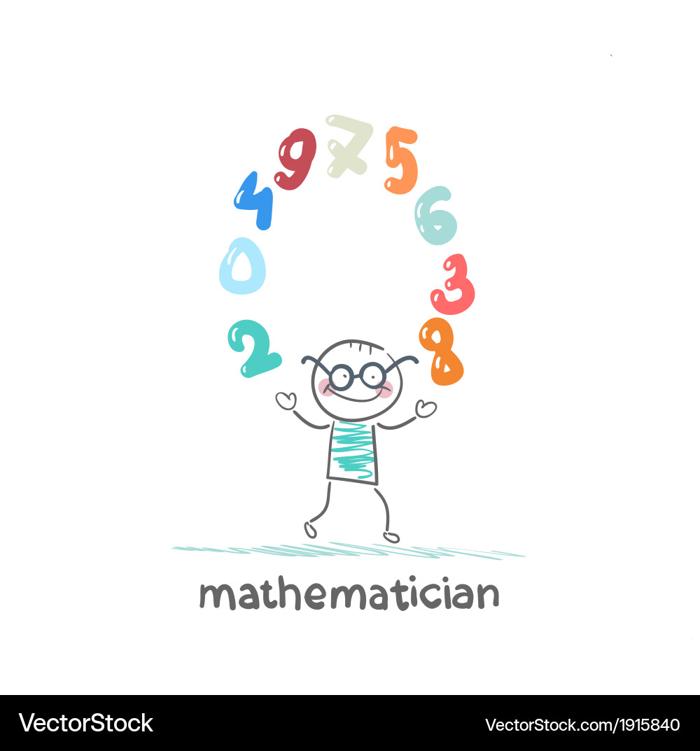 Mathematician juggles figures Royalty Free Vector Image