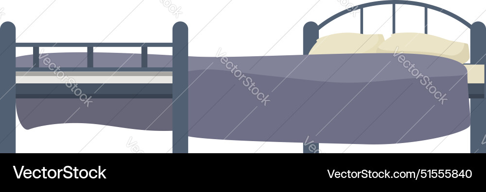 Simple bed with metal frame pillows and blanket Vector Image