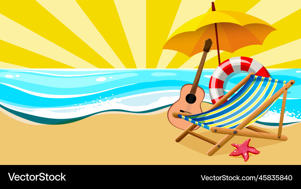 Summer beach background template Royalty Free Vector Image