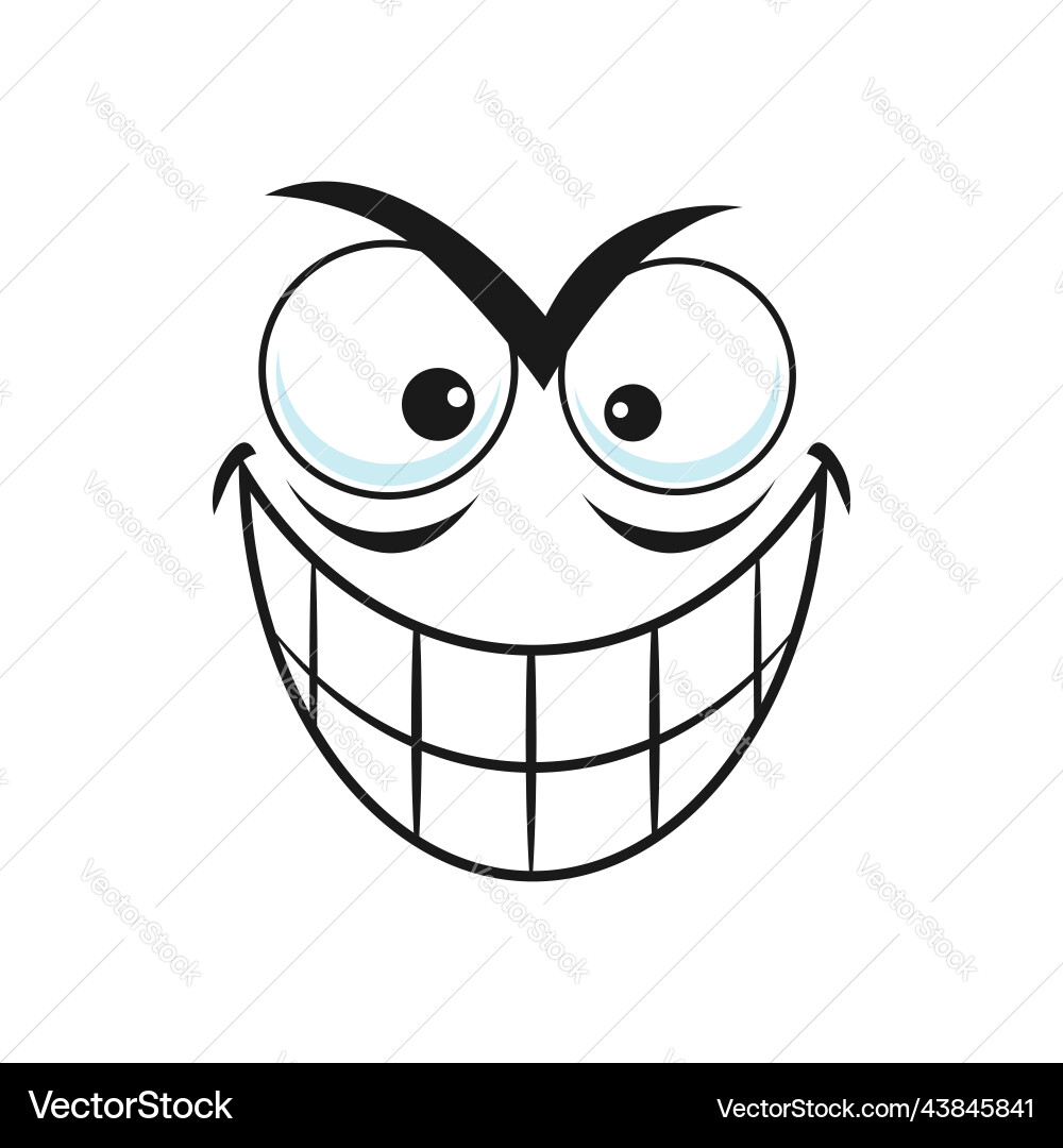 Cartoon face malefactor gloat laugh emoji Vector Image