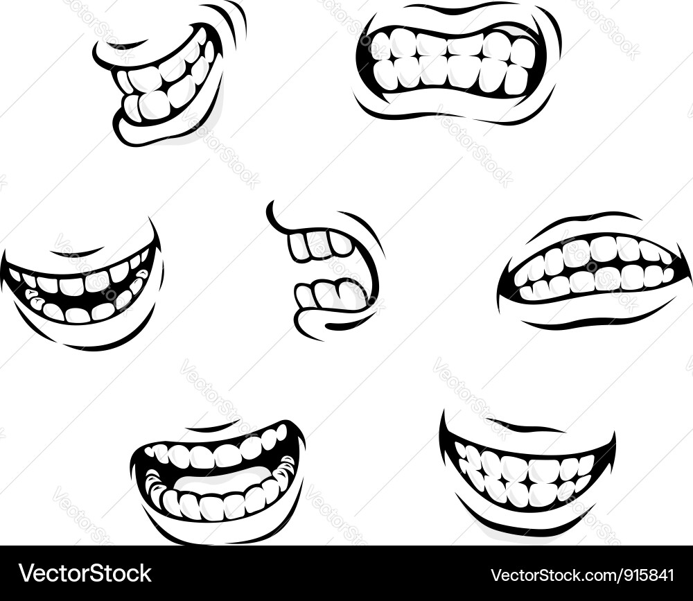 Cartoon Teeth Expressions Royalty Free Vector Image