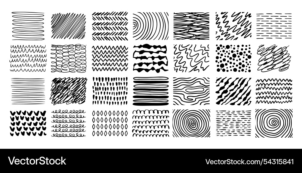 Hand drawn crosshatch line drawing set different Vector Image