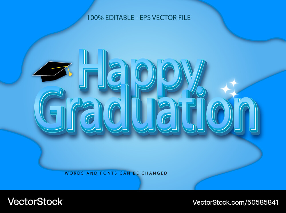 Happy graduation editable text effect emboss Vector Image