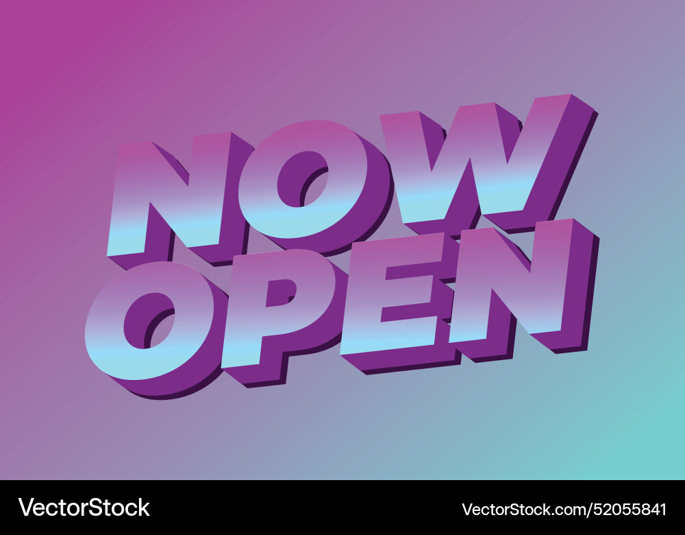 Now open text effect in 3d style with good colors Vector Image
