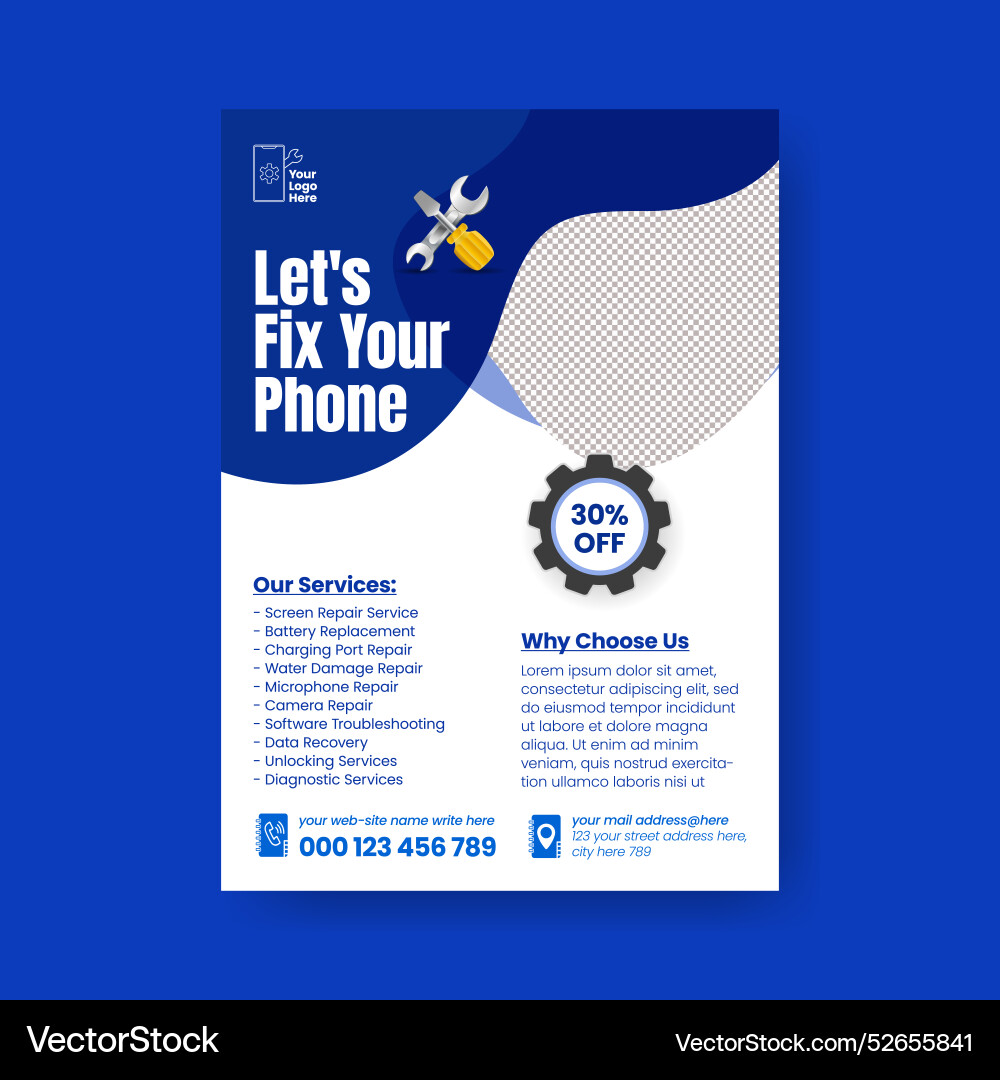 Phone tech repair service print flyer or poster Vector Image