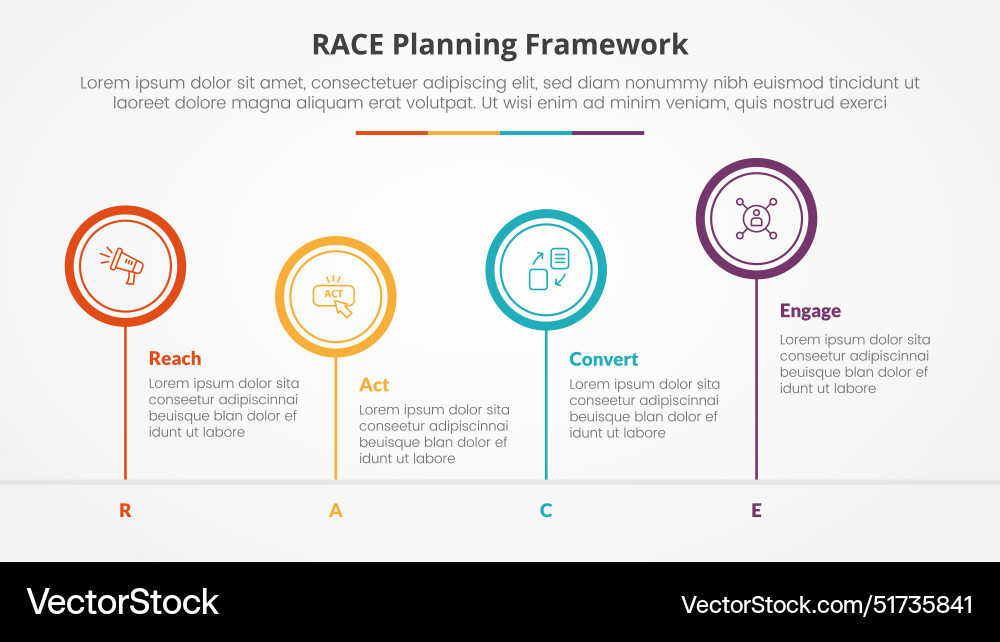 Race framework infographic concept for slide Vector Image