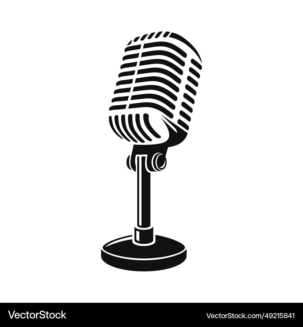 Retro vintage microphone icon on white background Vector Image