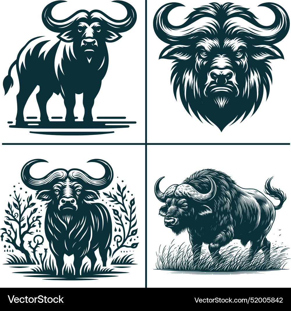 Bison buffalo silhouette svg filesbuffalo Vector Image