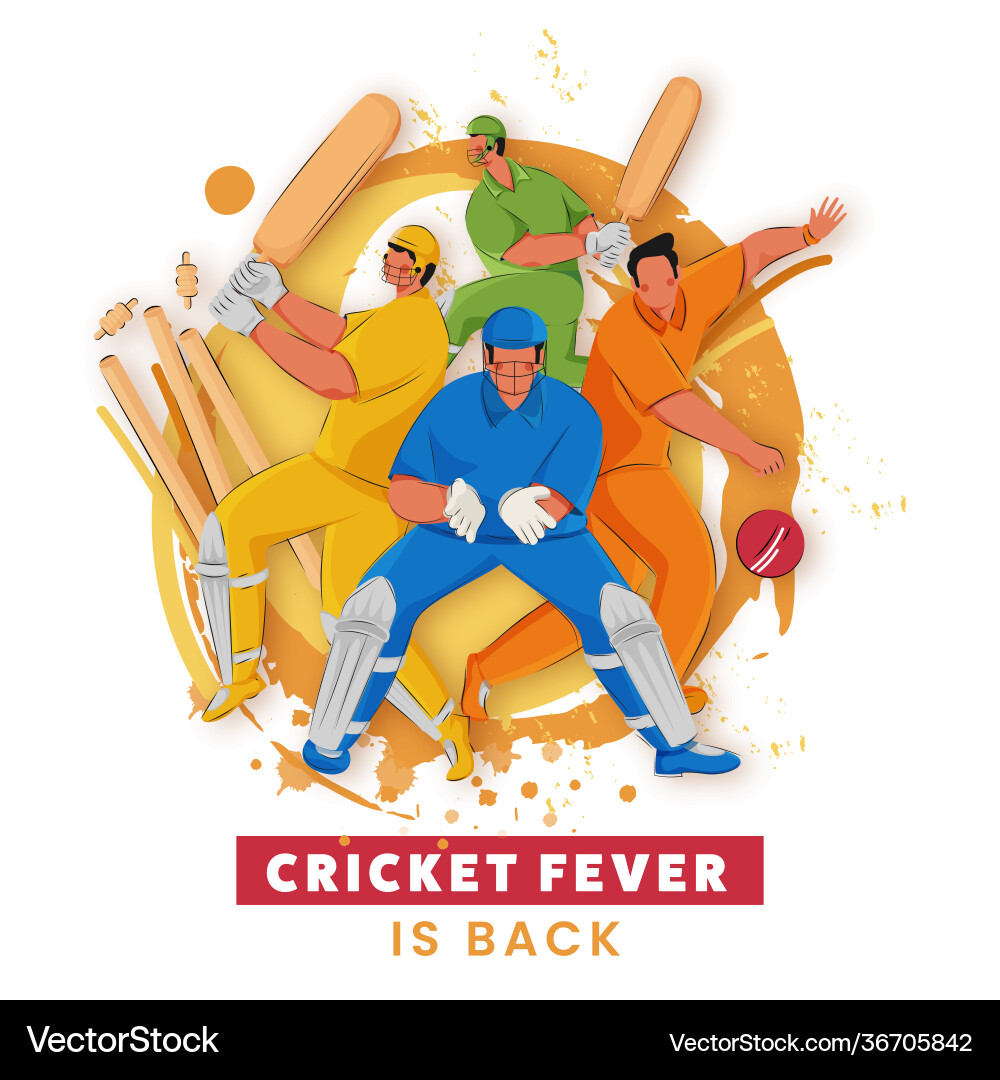 Faceless character cricket players Royalty Free Vector Image