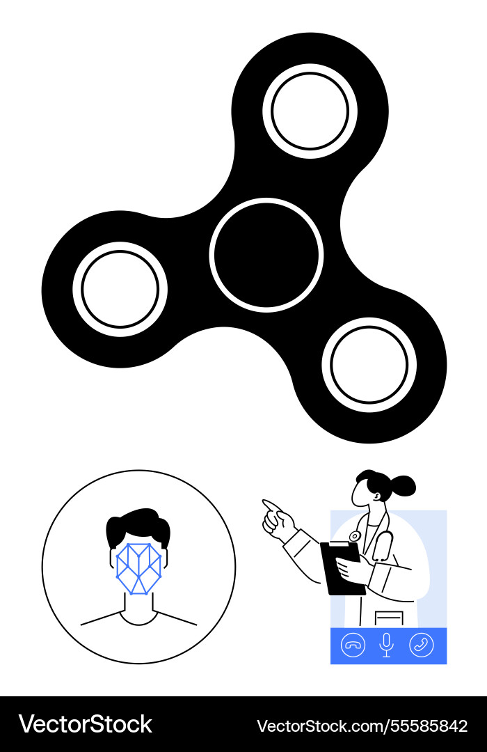 Fidget spinner facial recognition and ai Vector Image