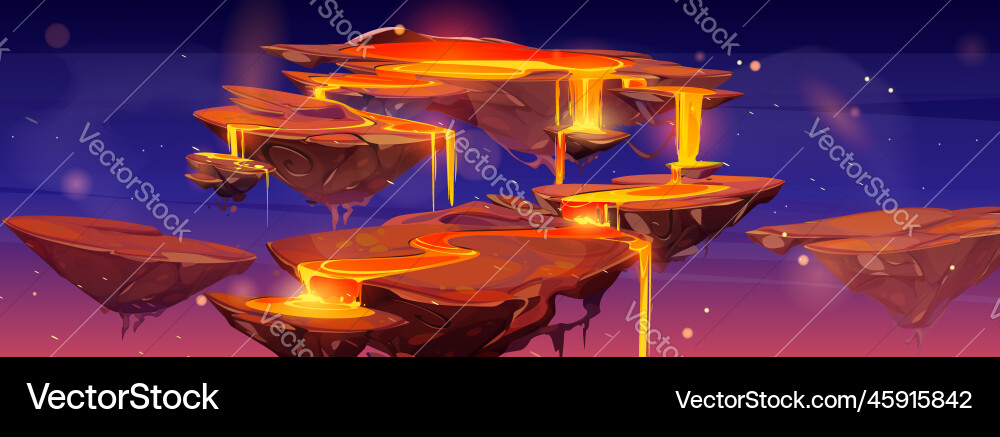 Lava islands cartoon game background Royalty Free Vector