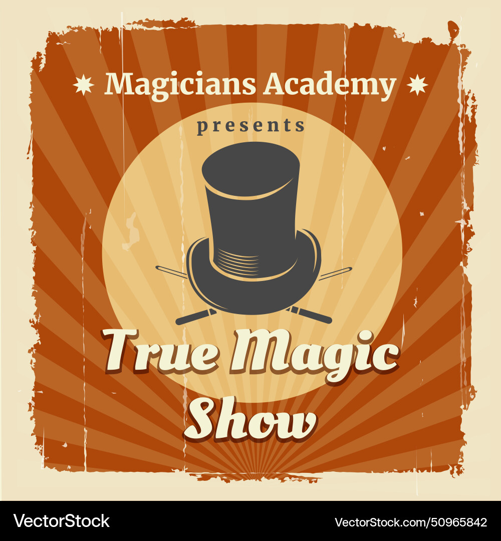 Magic show retro poster Royalty Free Vector Image